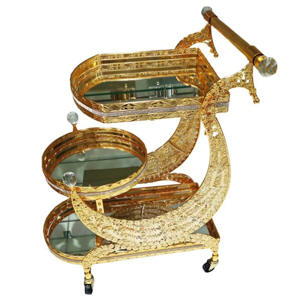 Luxurious Gold Metal Serving Trolley Cart with Multi-Tier Storage for ...